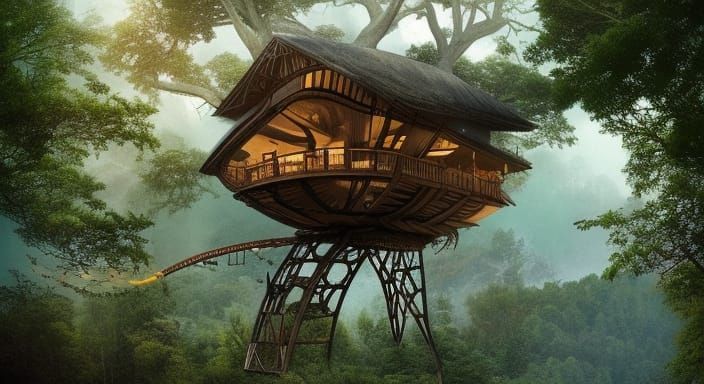 Ember's butterfly treehouse - AI Generated Artwork - NightCafe Creator