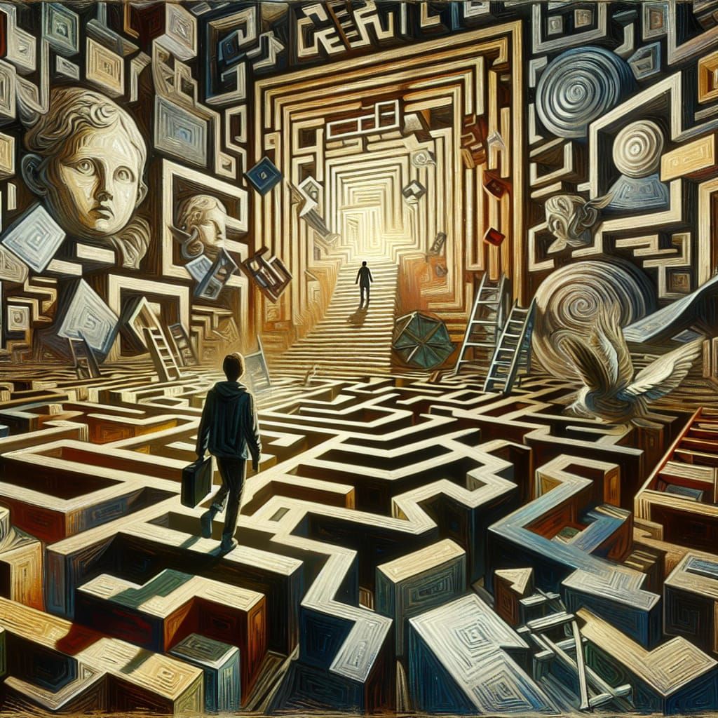 Identity maze - Abstract Identity Labyrinth in Oil Painting ...