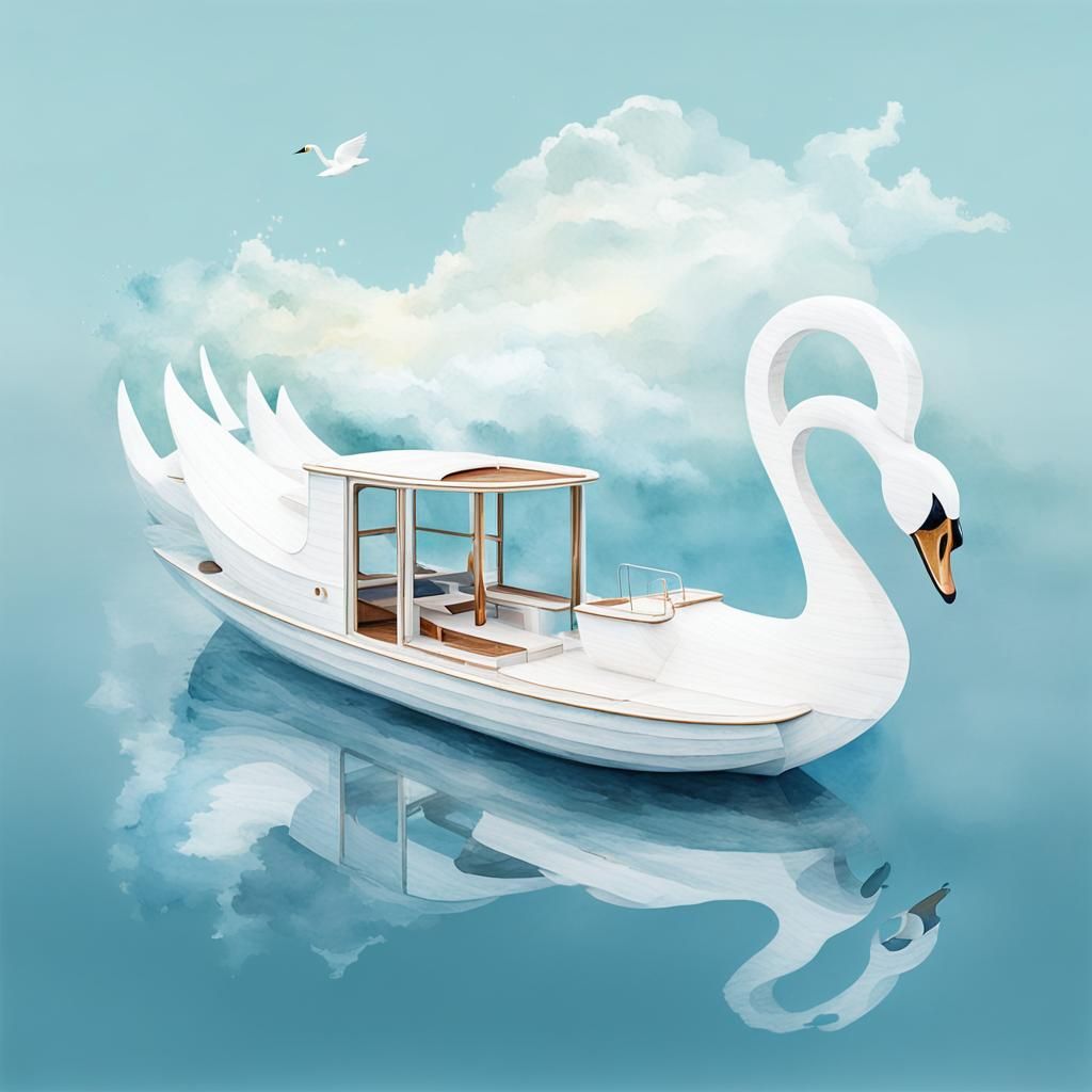 A wooden swan boat - AI Generated Artwork - NightCafe Creator