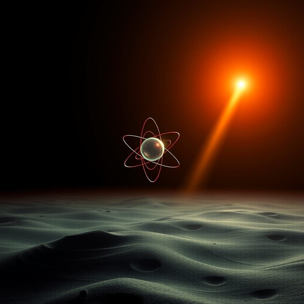 a single atom - Floating Atom in Cosmic Dance