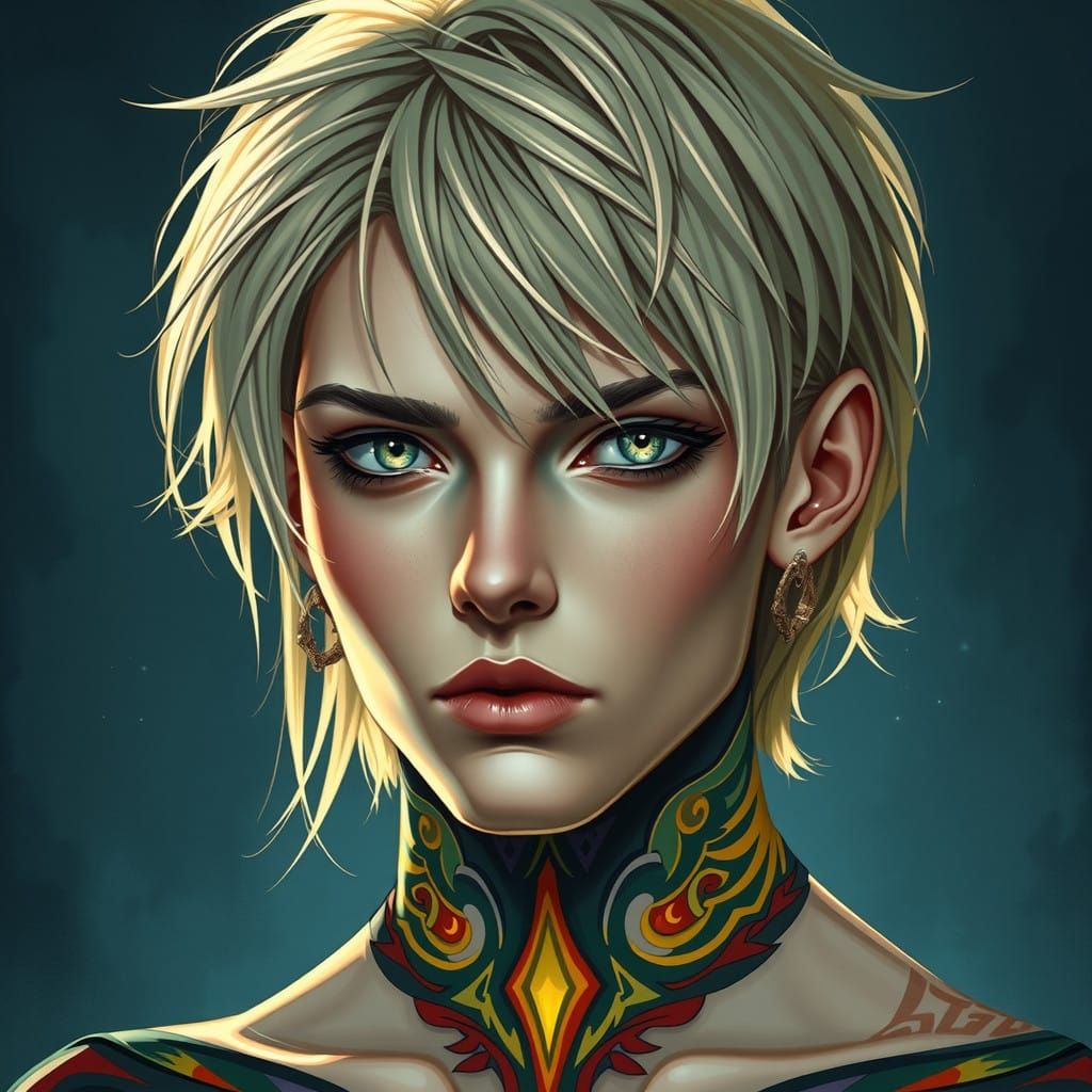 Surreal Androgynous Figure in Moonlit Glow - AI Art