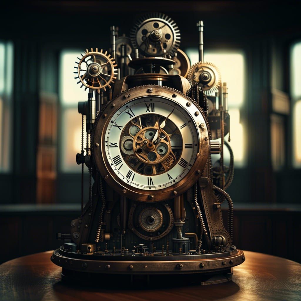 An Old clock machine in a big robot ,4k intricate details, HDR ...