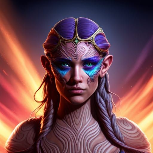 Symetric angel genderless ;; masked face ;; rainbow cygnus cloth and ...