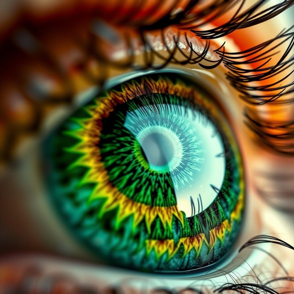 God's Eye with Emerald Forest Iris and Fibonacci S... - AI Art