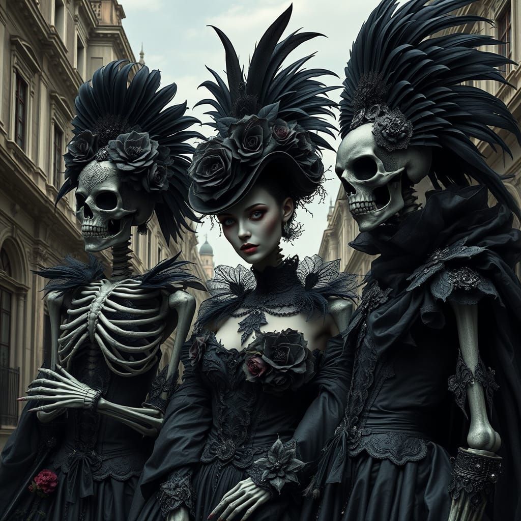 Death Carnival - Dark Gothic Carnival Figures in Intricate,...