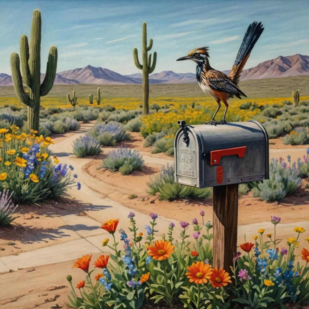 Roadrunner On The Mailbox - AI Generated Artwork - NightCafe Creator