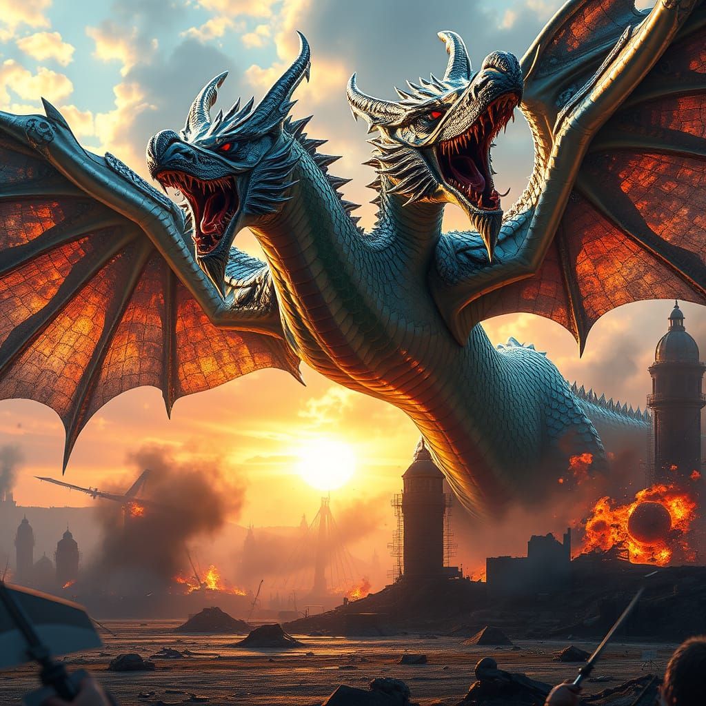 Hyperrealistic Omni Dragon Unleashes Fury on War-T... - AI Art