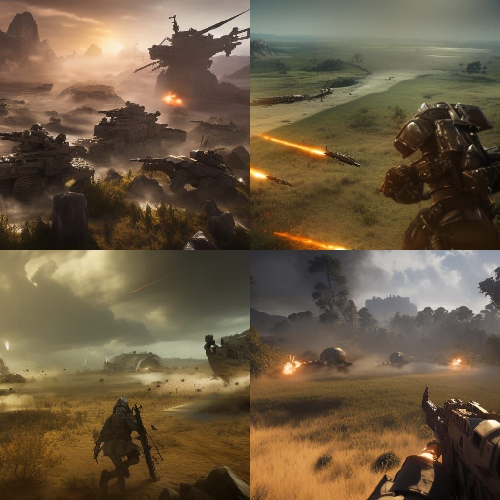 Massive modern battle fighting in the distance - AI Generated Artwork ...