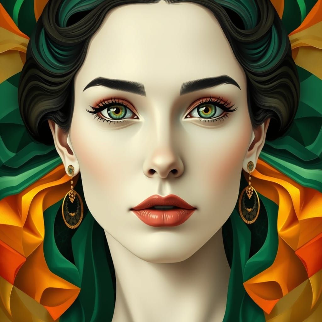 Femenine Face with Fractal Features in Mathematica... - AI Art