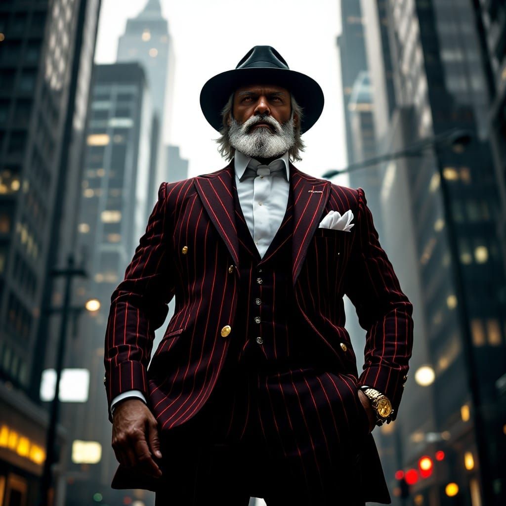 Confident Urban Santa in Bespoke Suit - AI Art