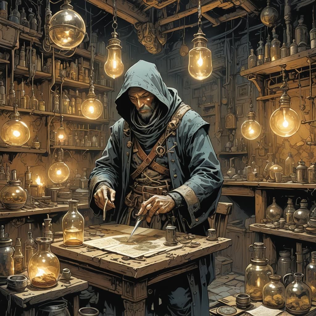 "The Alchemist" epic sci-fi fantasy masterpiece by Wadim Kashin gris ...