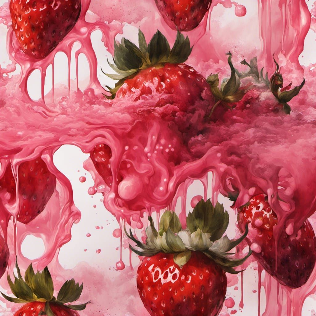 Strawberries in Strawberry Waterfall - AI Generated Artwork - NightCafe Creator