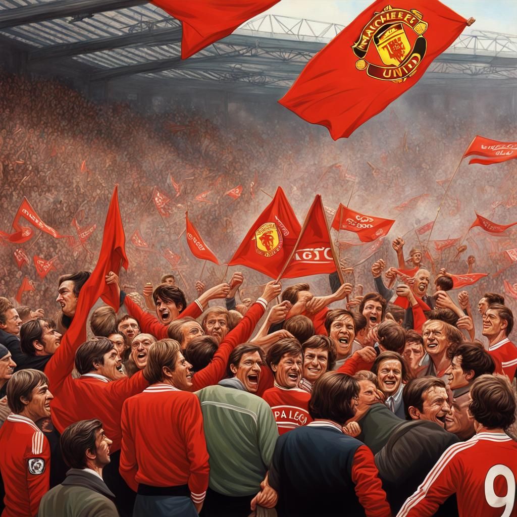 1970s manchester united fans, stretford end awash with scarves and ...