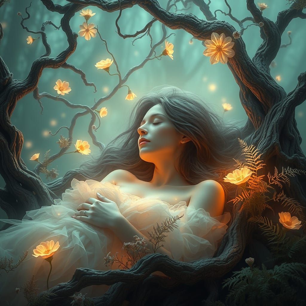 Deep sleep … - Surreal Dreamscape with Mystical Woman and G...