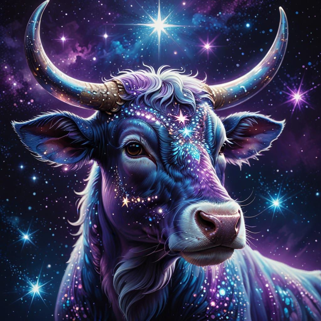 Extra sparkly cosmic bull - Ethereal Cosmic Bull Shines with...