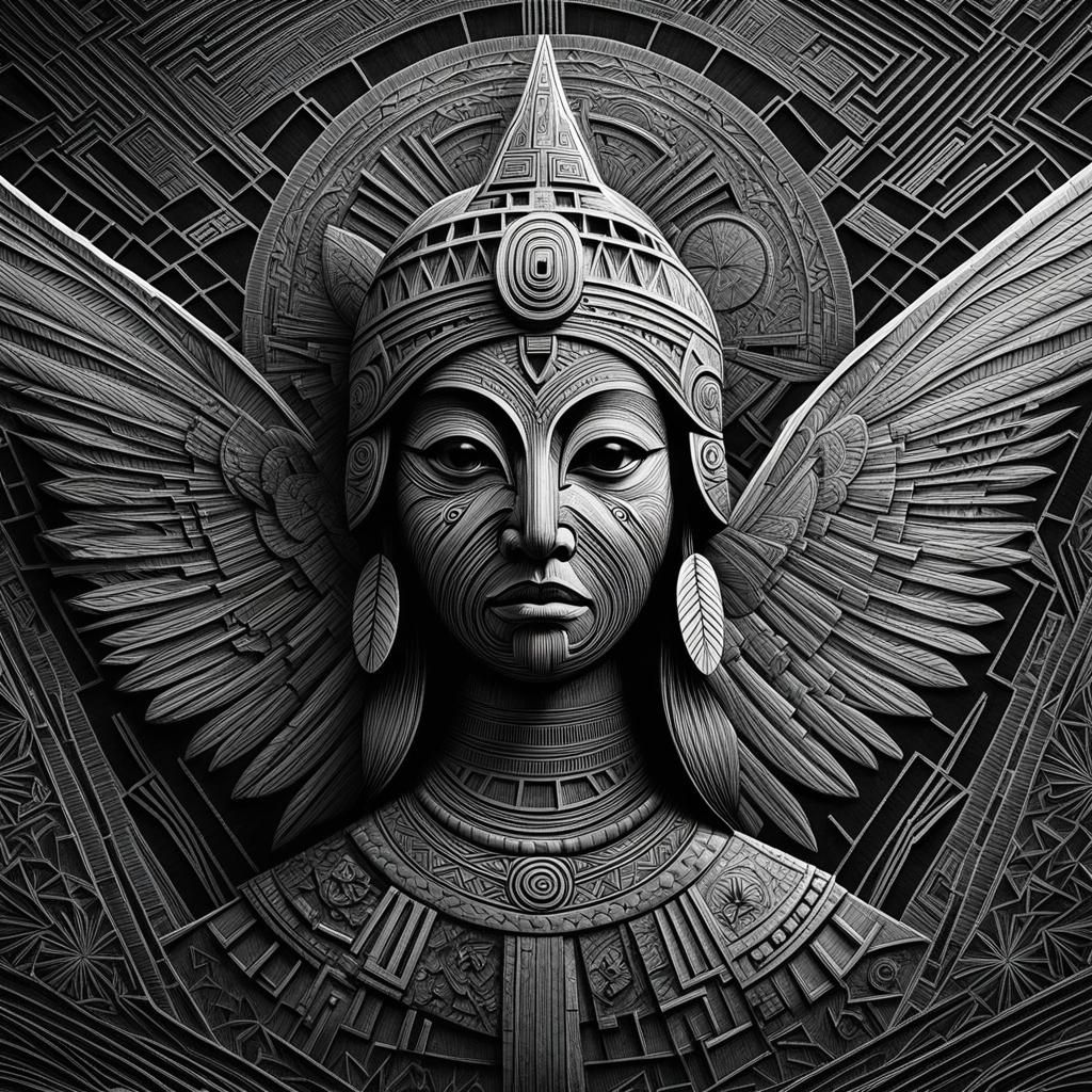 Nazca fairy, etched into the Peruvian desert landscape seen from an ...