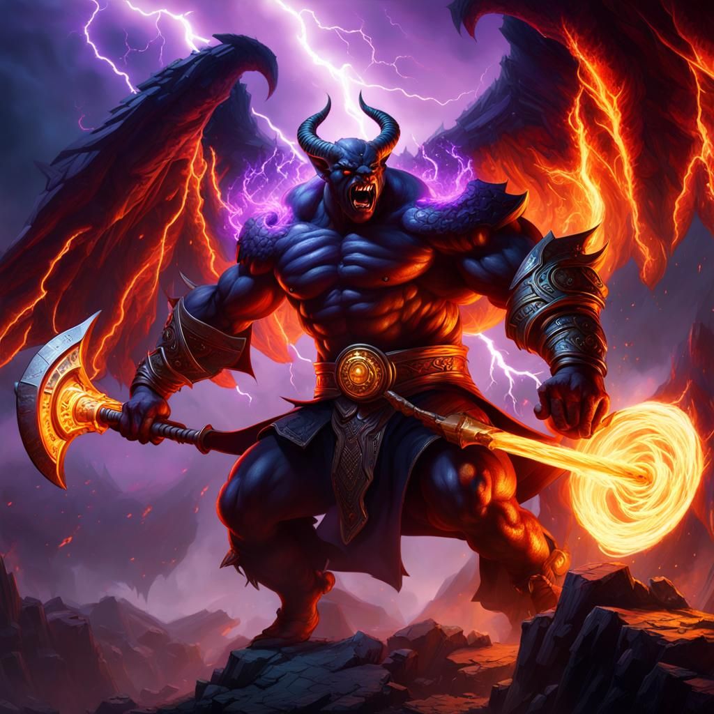 Balrog with control over lightning wielding an axe - AI Generated ...