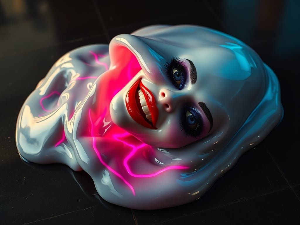 Seductive Slime Form with Glowing Nerves and Disto... - AI Art