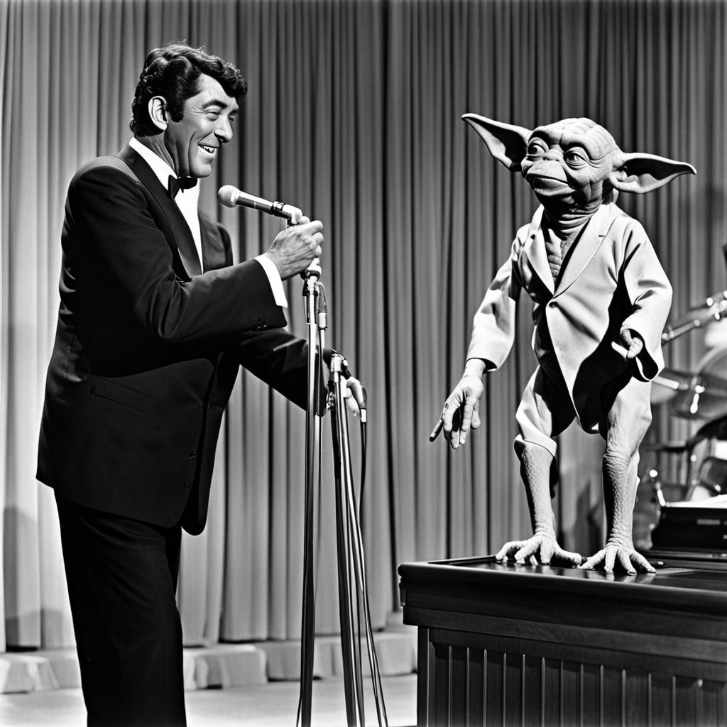 Dean Martin and Yoda performing on the Ed Sullivan Show - AI Generated ...