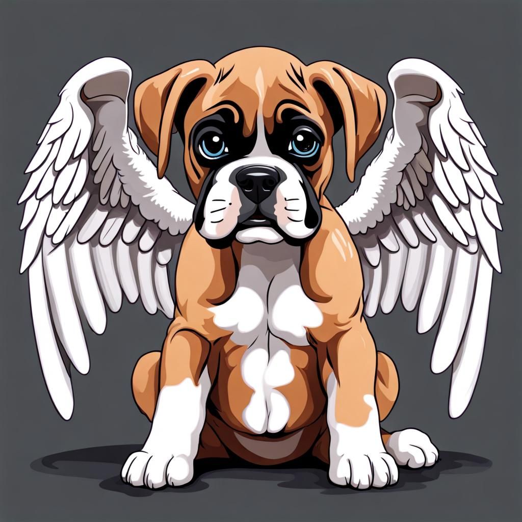 a boxer puppy angel - AI Generated Artwork - NightCafe Creator