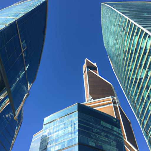 neo-futuristic skyscrapers, high rises, clear blue sky, glass - AI ...