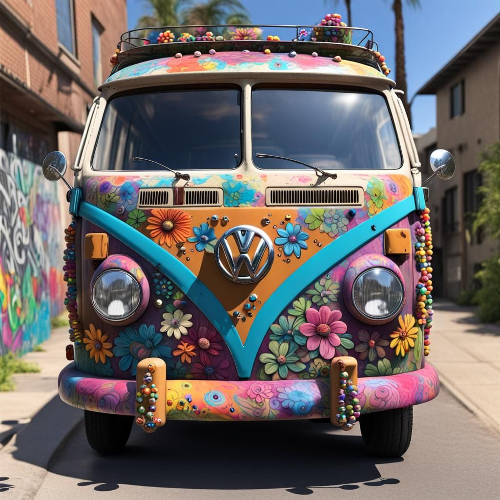 hippie VW bus - AI Generated Artwork - NightCafe Creator