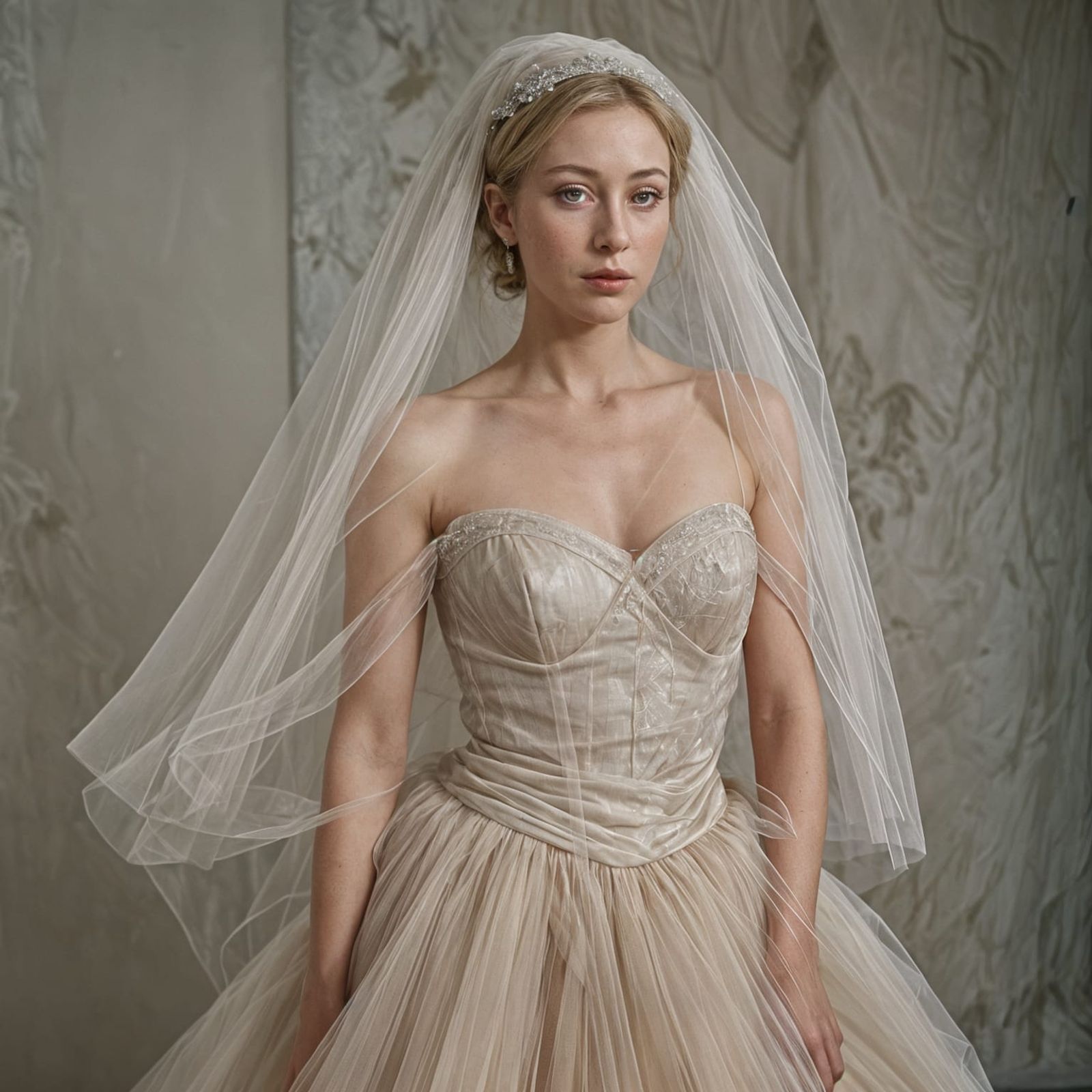 Art by Cindy Sherman and Christian Dior, portrait with tulle veil ...