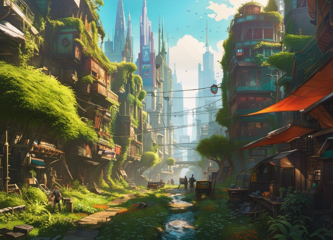 Overgrown Slums - AI Generated Artwork - NightCafe Creator