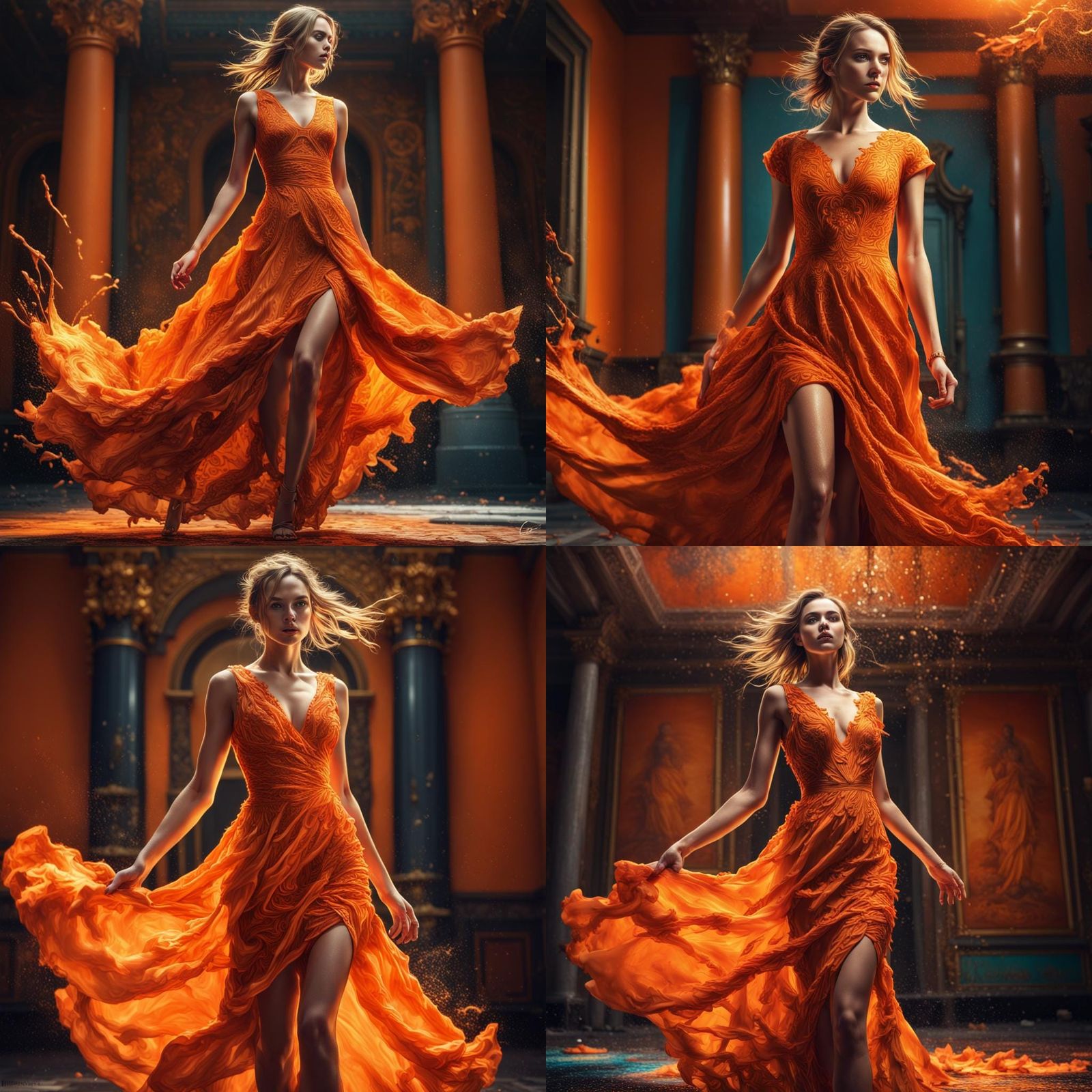 Beautiful orange dress - AI Generated Artwork - NightCafe Creator