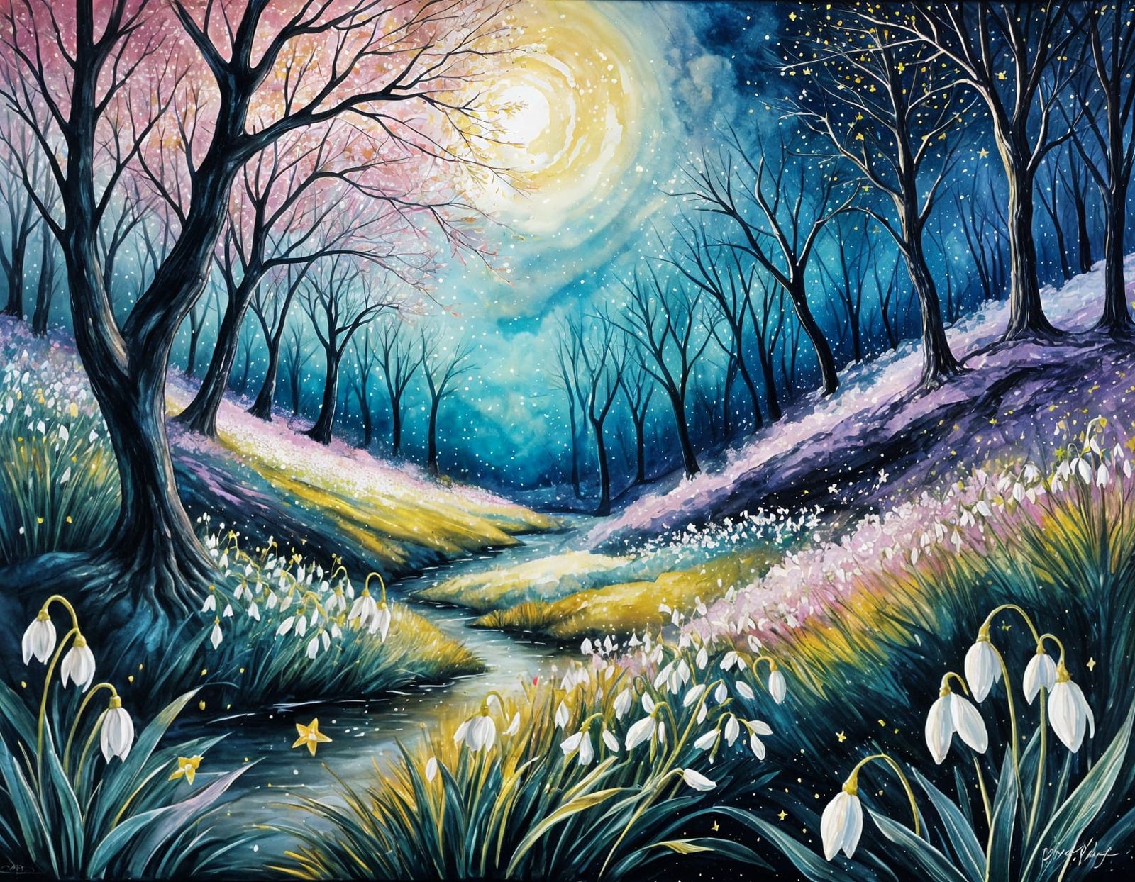 The first signs of spring. - Surreal Watercolor Spring Land...