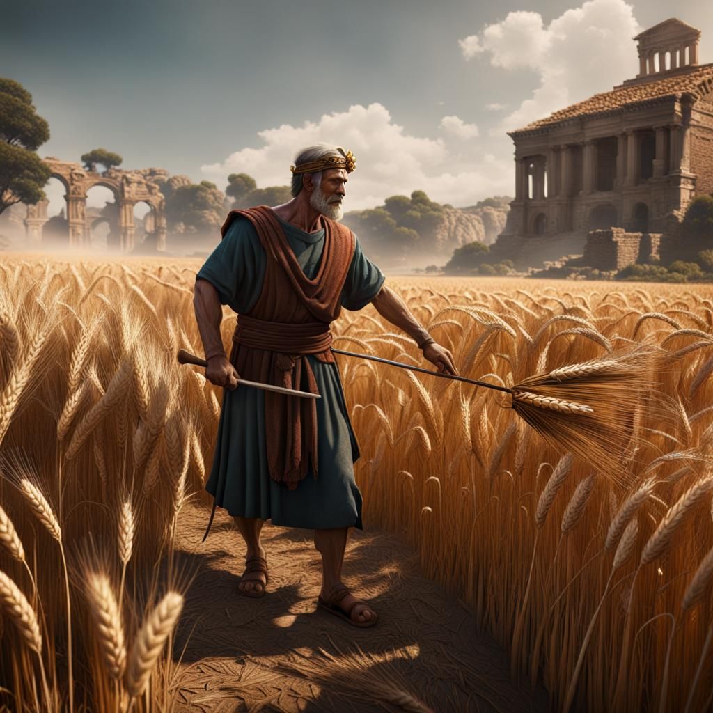 Ancient Roman Farmer Tending His Wheat - AI Generated Artwork ...