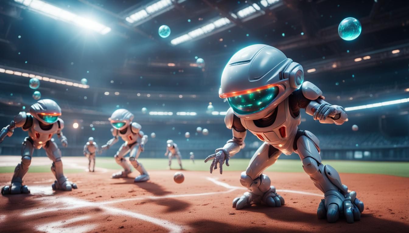 Extraterrestrial alien creatures playing Baseball in intergalactic base ...