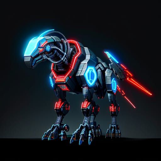 Futuristic AI Raptor Robot in Cyberpunk Style - AI Art