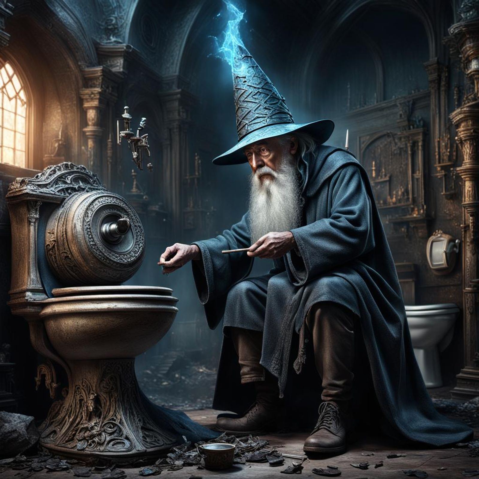 Wizard Toilet - AI Generated Artwork - NightCafe Creator