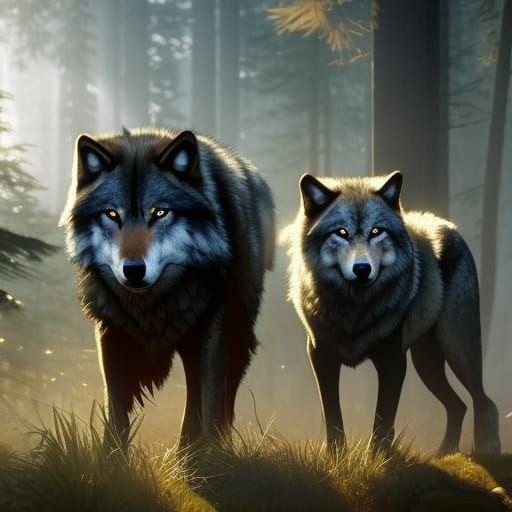 wolf mates, forest, 8k resolution concept art portrait by Greg ...
