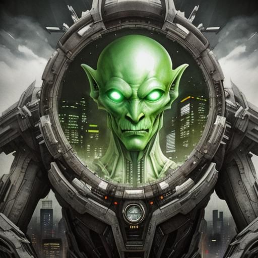 Double exposure photography of a alien creature and a underexposed ...