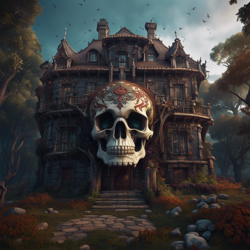 The Skull House - AI Generated Artwork - NightCafe Creator