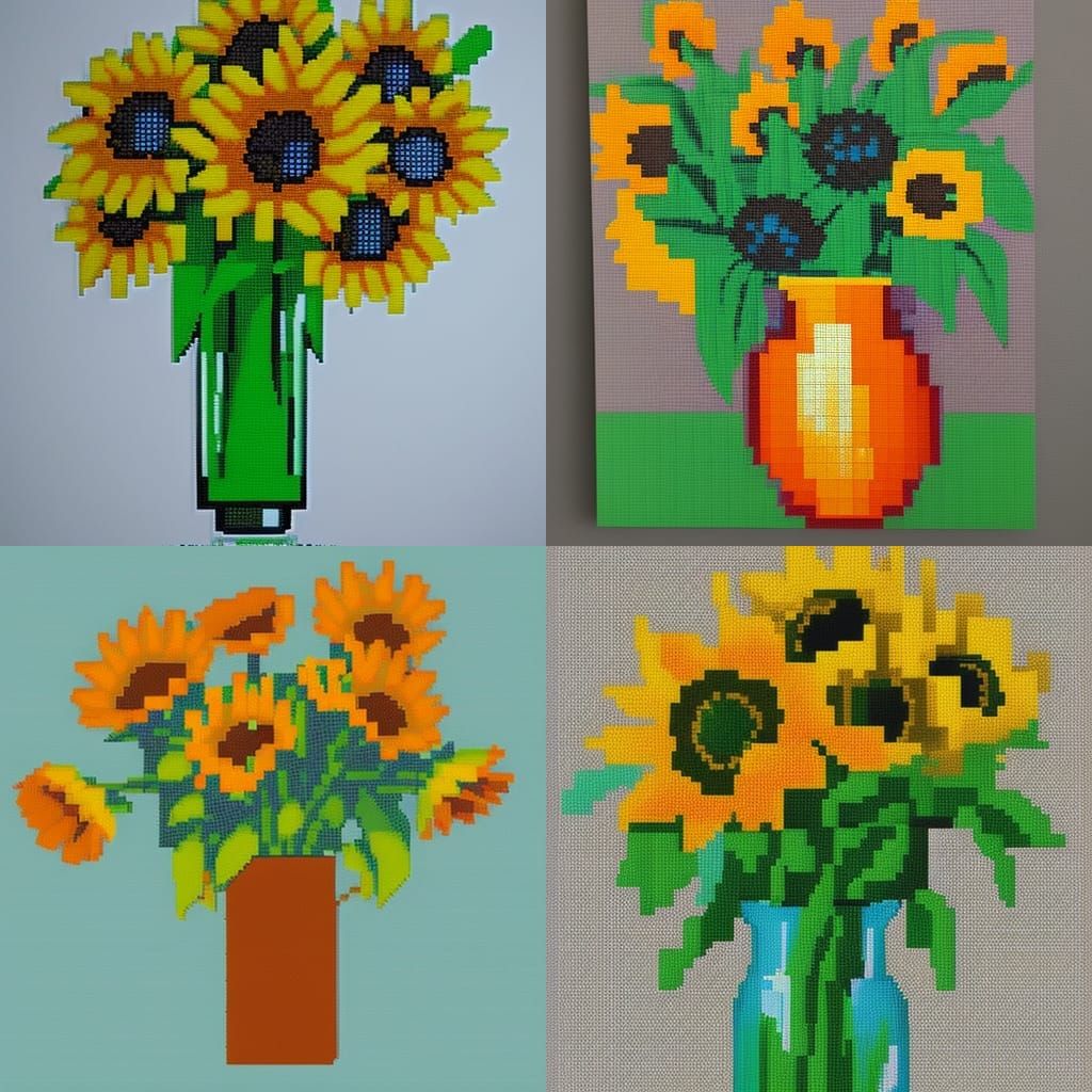 Pixel sunflowers - AI Generated Artwork - NightCafe Creator