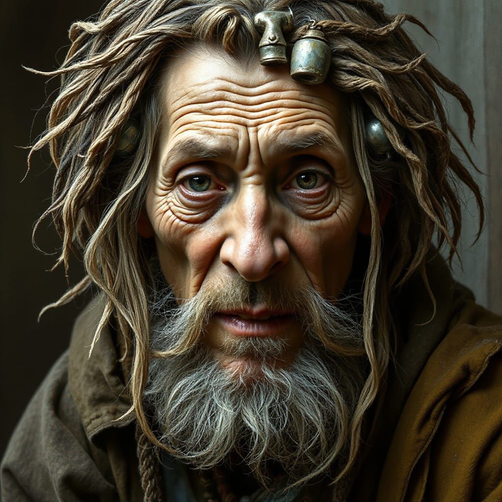 Portrait - A Witch's Portrait in Tattered Rags