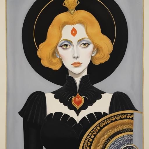 Queen of Firey Hearts. Golden ratio, washed India ink and watercolor on ...