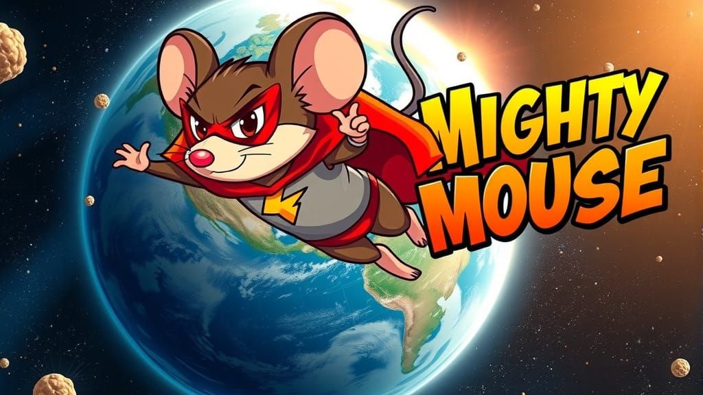 Cosmic Mouse Hero Soars Through the Skies - AI Art