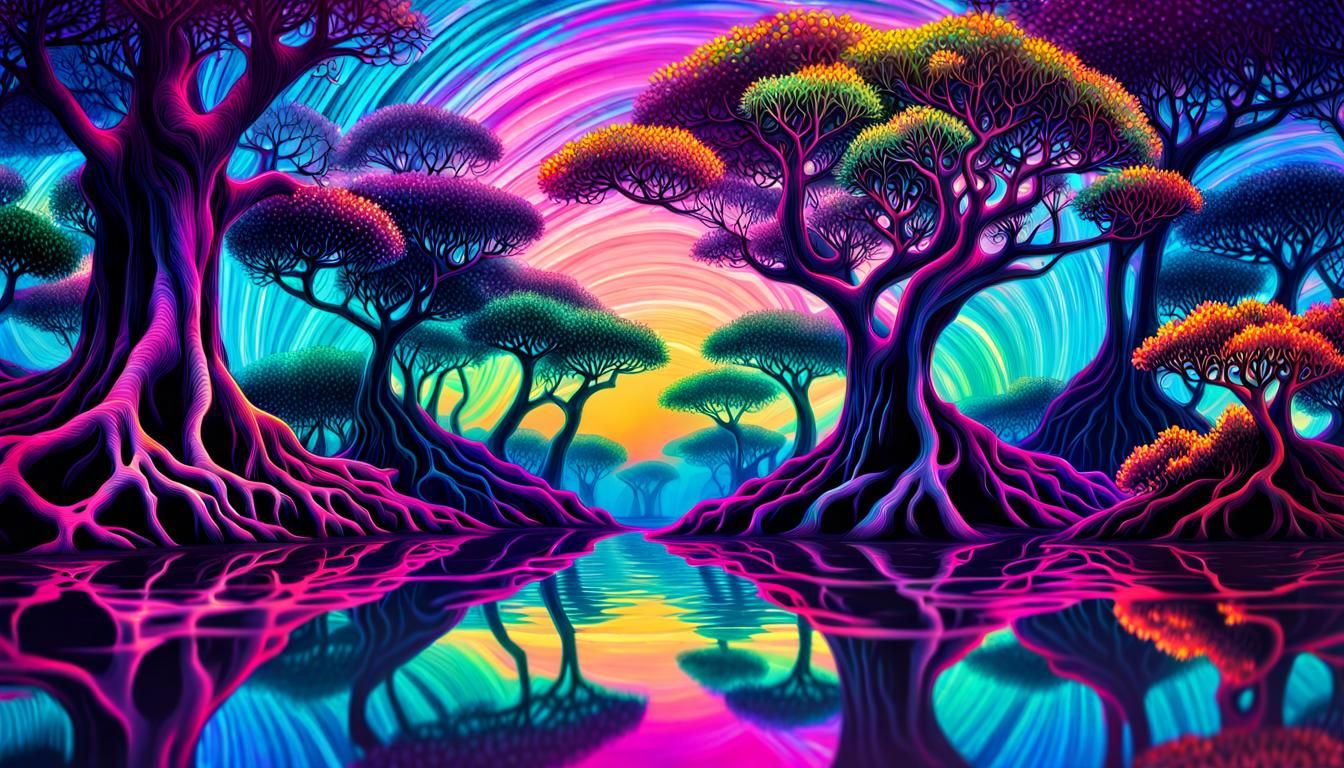 Vaporwave: Aesthetic delight singular psychedelic mangrove 8k resolution holographic astral ...