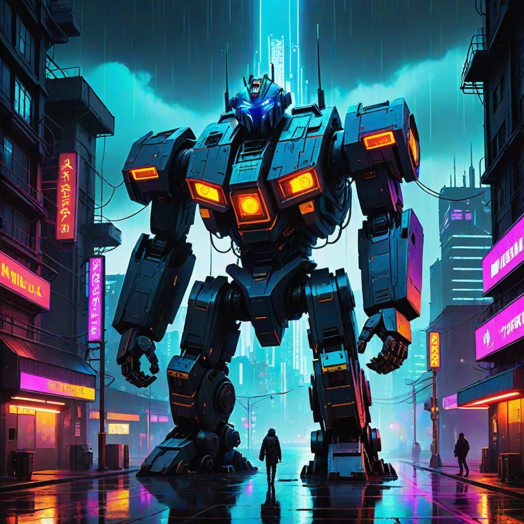 Goliath Tower's Turret Mode - Cyberpunk Robot Tower in Neon ...