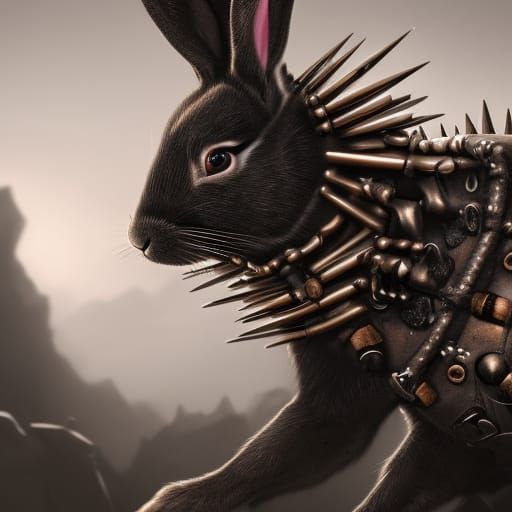 A rabbit with black leather and spikes instead of fur. : r/nightcafe
