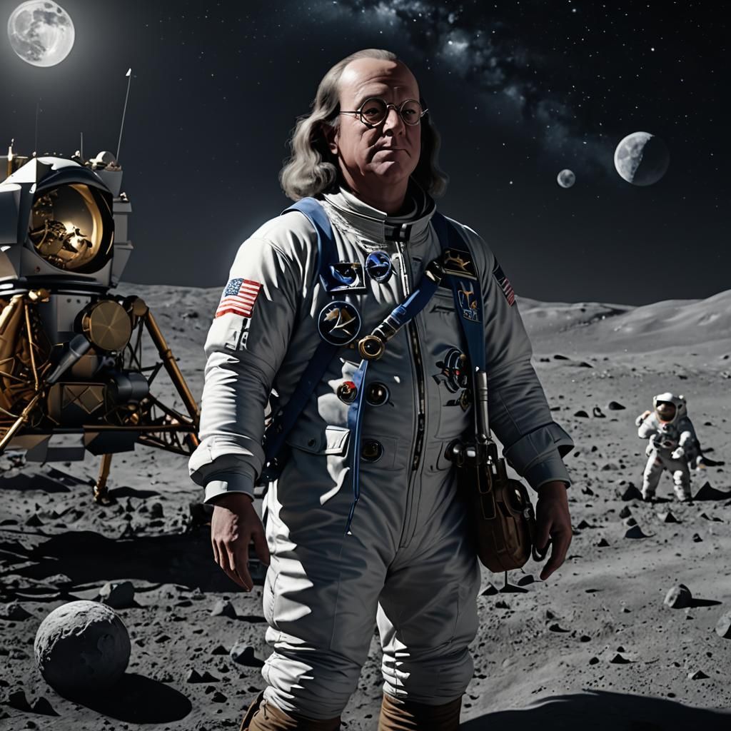 Benjamin Franklin Moon Landing - AI Generated Artwork - NightCafe Creator