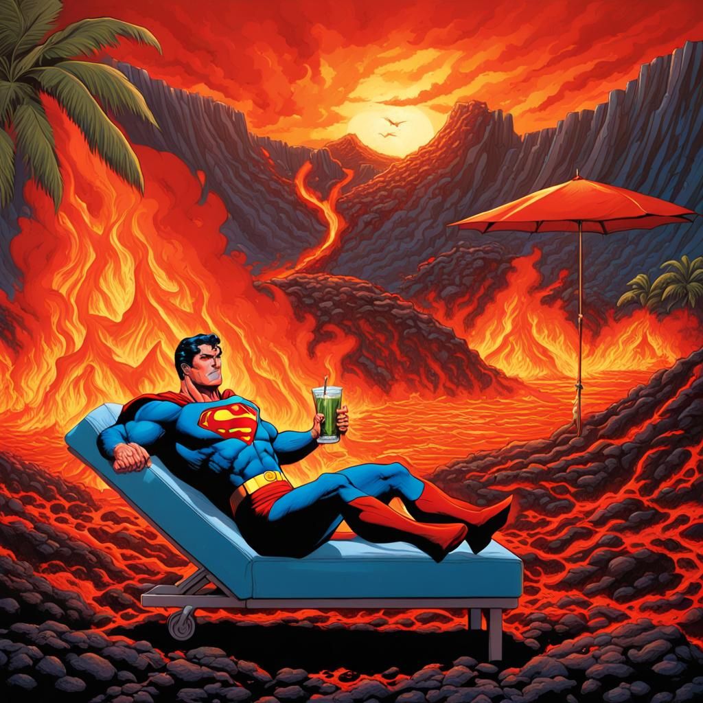 Superman chilling out in a volcano. - AI Generated Artwork - NightCafe ...