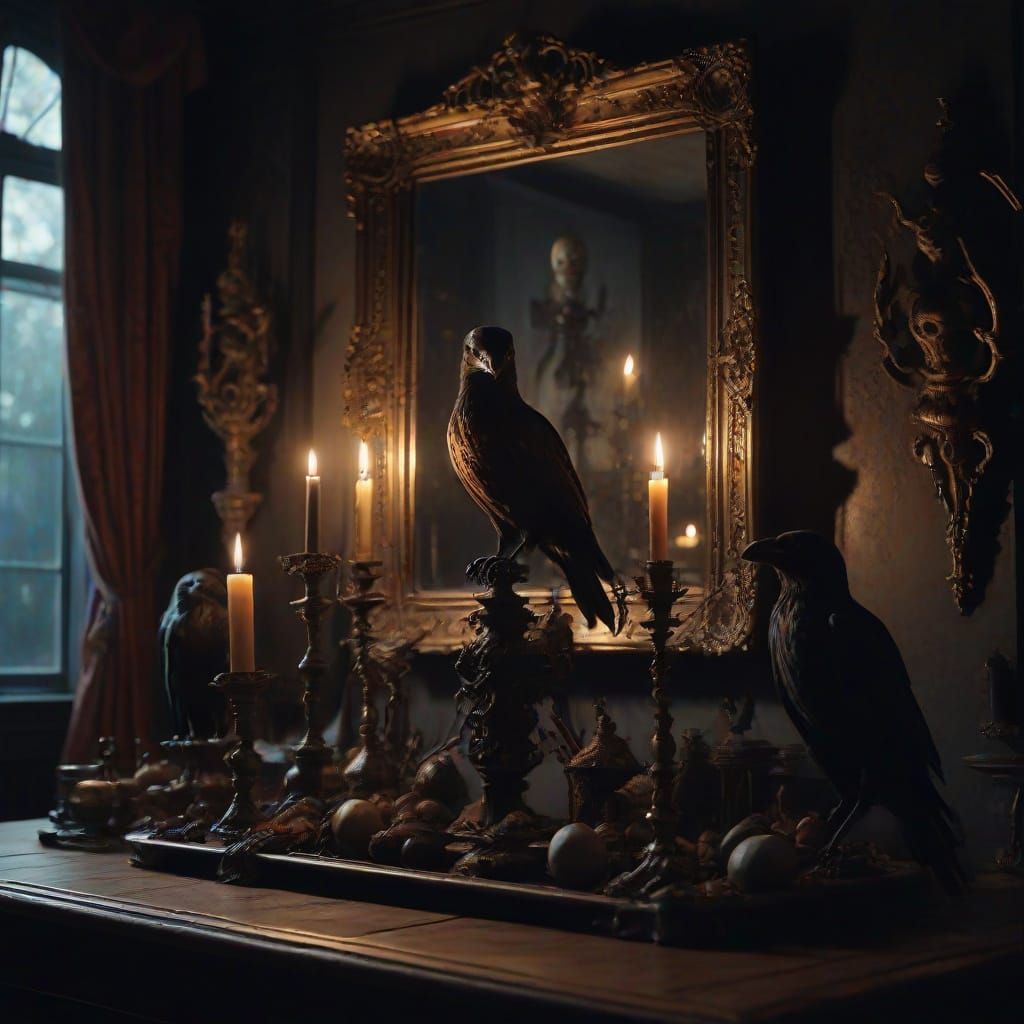 Dark surreal place - Dark, Gothic Restaurant Scene with Bi...