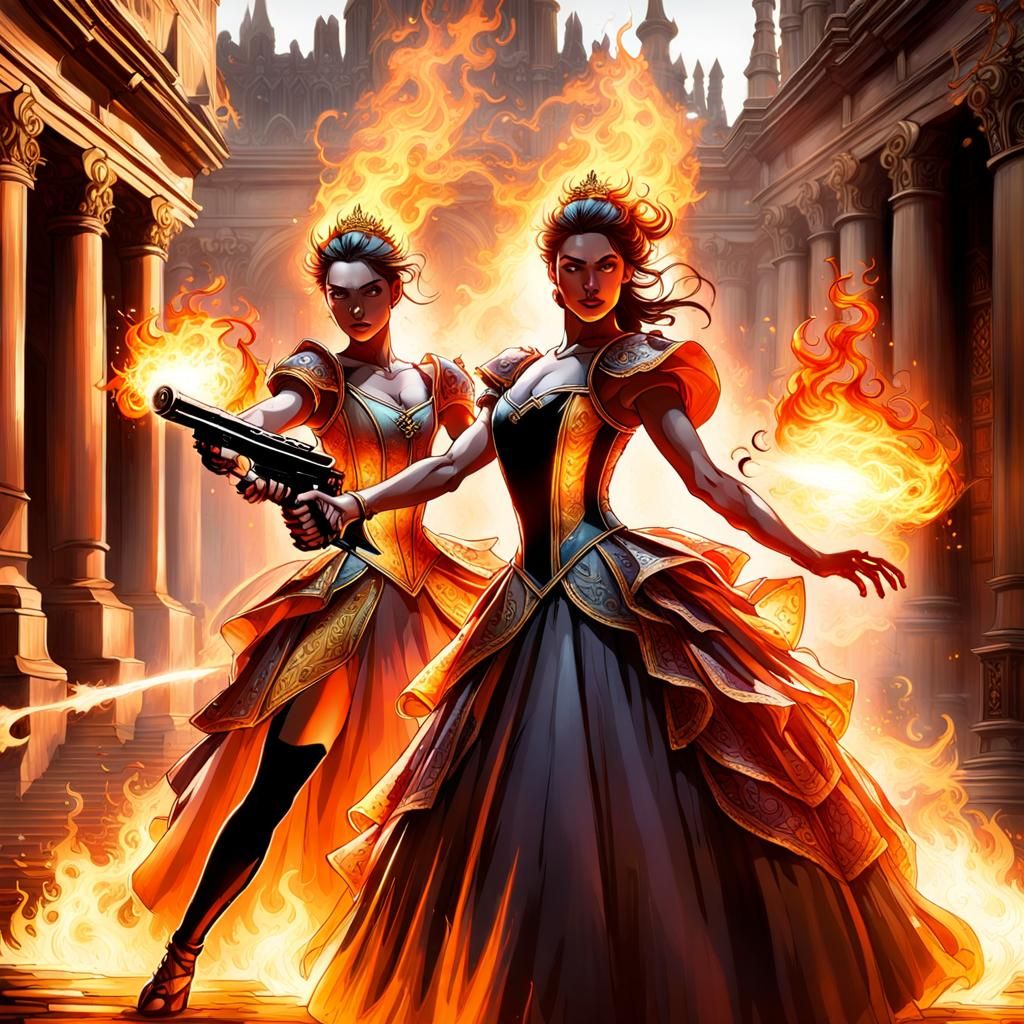 In the realm of Enchantia, where flames danced and wizards wielded ...