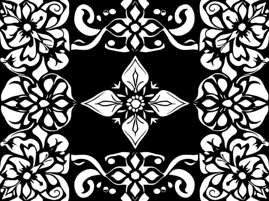 Symmetrical Cubist Patterns in White and Black - AI Art