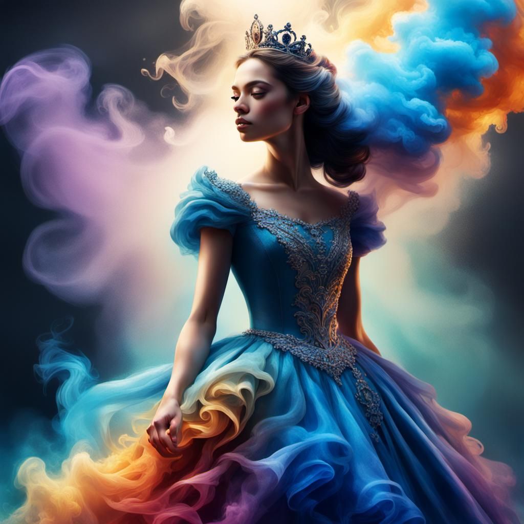 Princess with dress made of smoke - AI Generated Artwork - NightCafe ...